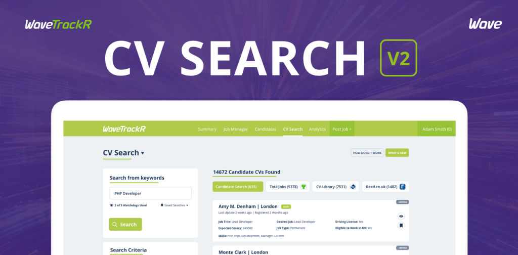 Candidate sourcing with expanded CV Search - Wave