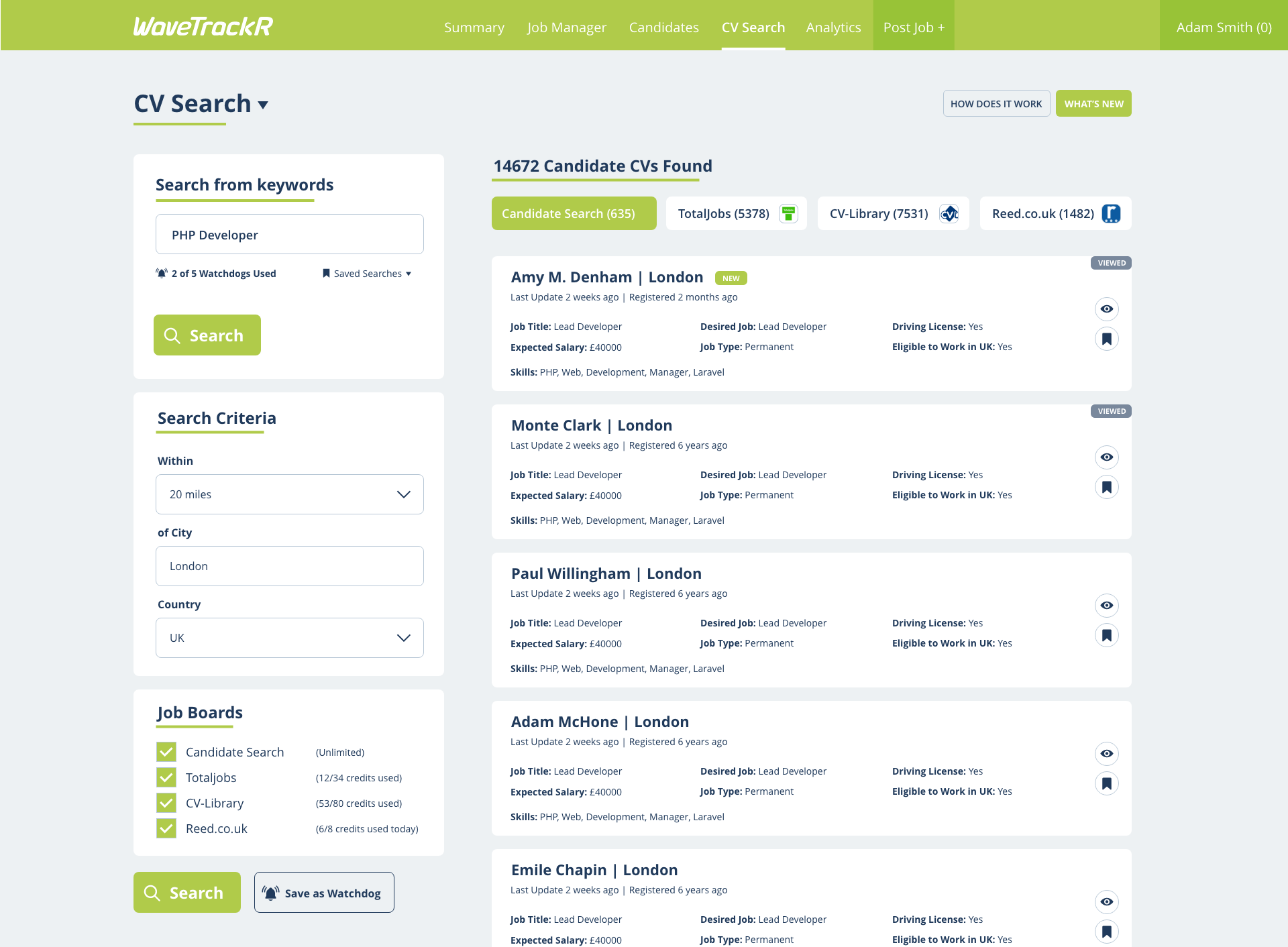 Candidate sourcing with expanded CV Search - Wave
