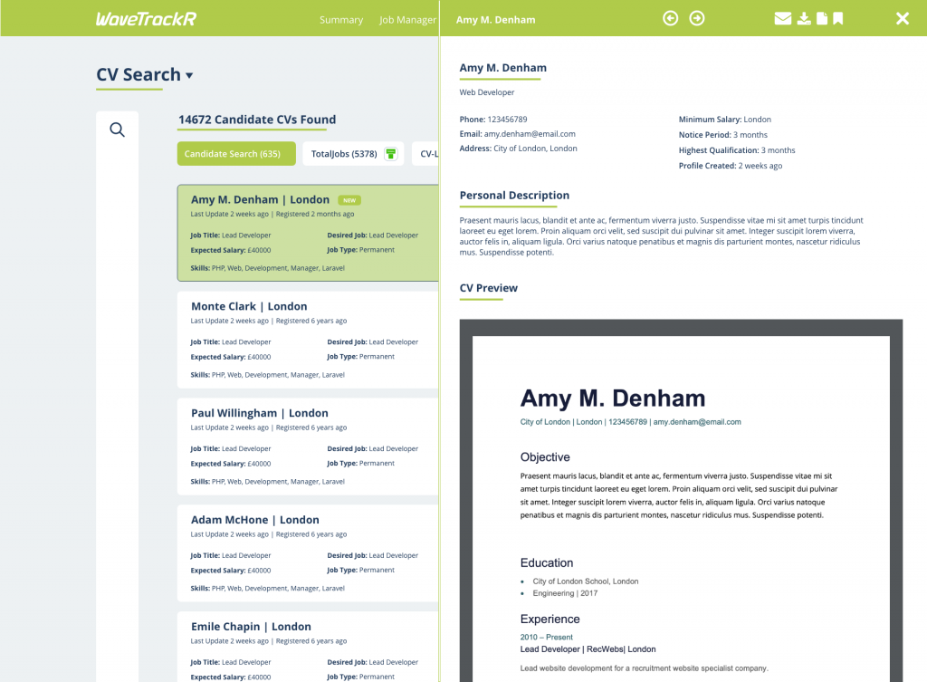 Candidate sourcing with expanded CV Search - Wave