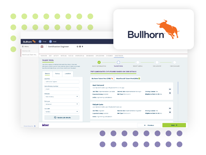 Bullhorn Integration with Job Distribution Tool, WaveTrackR - Wave