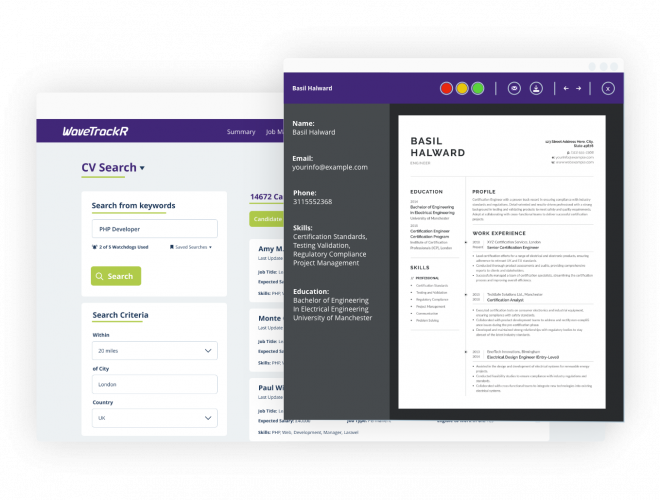 CV Search, CV Database, Find Talented Candidates with WaveTrackR - Wave